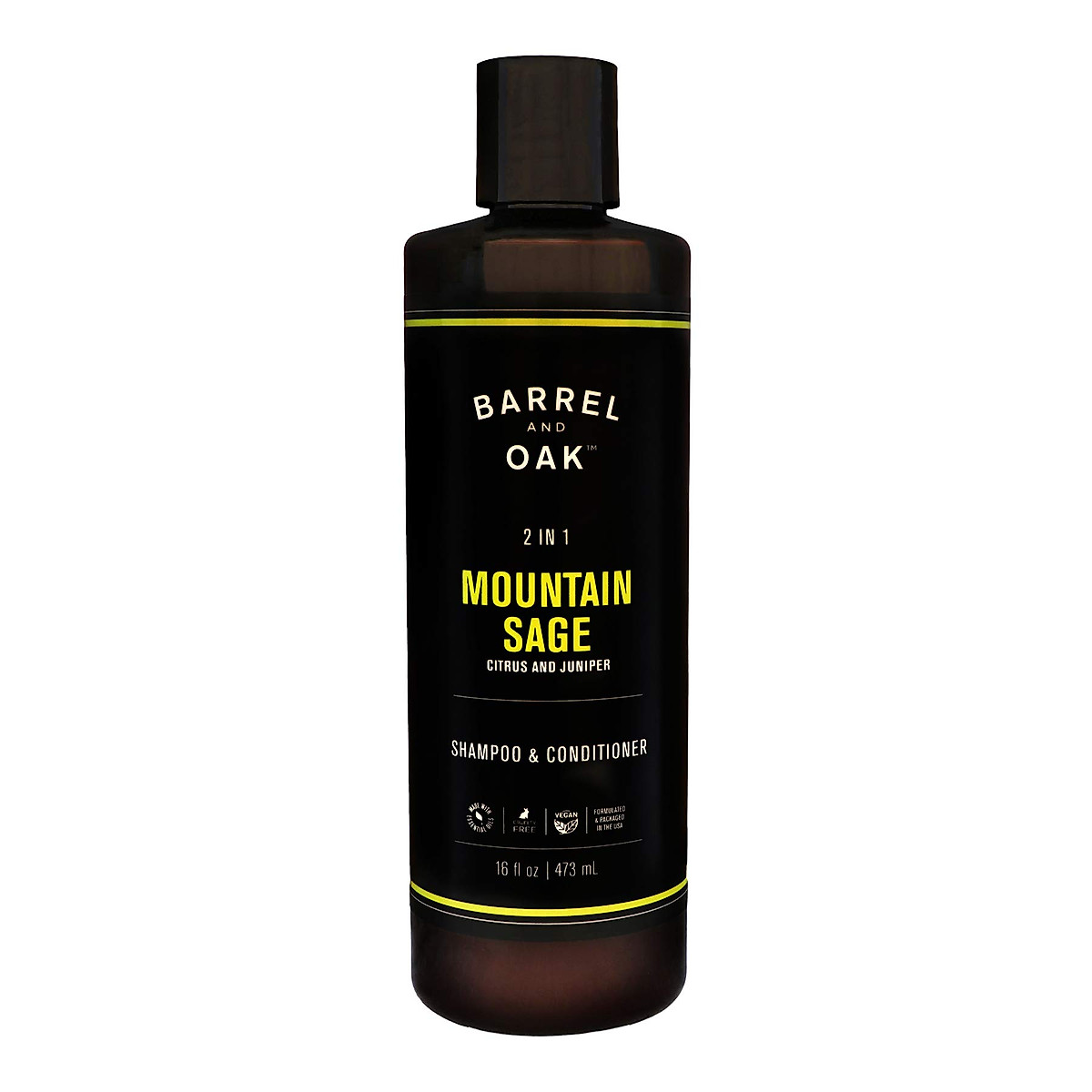 Barrel and Oak - 2-in-1 Men's Hair & Scalp Cleanser with Natural Moisturizer, Essential Oil-Based Scent, Vegan (Mountain Sage, 16 oz)