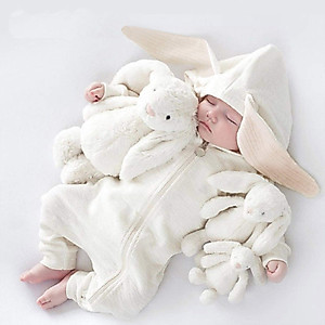 RELABTABY Newborn Baby Boy Girl Romper Cotton Cute Bunny Long Sleeves Zipper Hoodie Infant Clothes Bodysuits Jumpsuit Outwear
