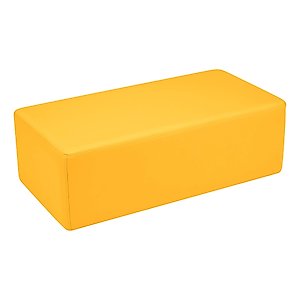 Sprogs 12" H Structured Rectangle Stool -Flexible Modular Collaborative Soft Seating for Office, Home, Lounge and School Classrooms with Durable Frame -Yellow