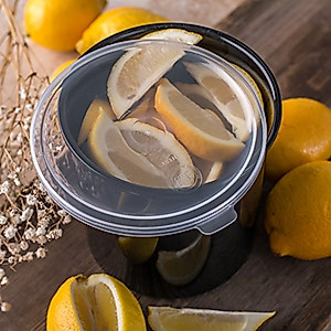 Carlisle FoodService Products Classic™ Round Storage Container with Lid, 1.2 Quart Crock, Black