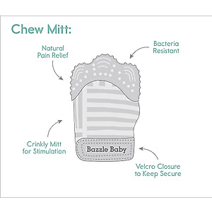 Bazzle Baby Teething Mitt - Silicone Teething Mittens, Teething Toys, Baby Teething Toys, Baby Teething Mitten, Teething Glove, Hand Teethers for Babies - Adjustable Strap (Geo Lines)