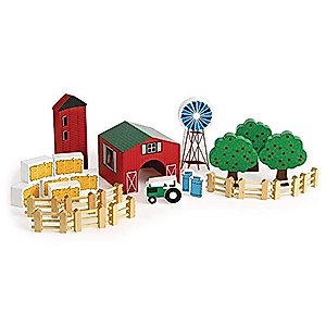 Excellerations Farm Block Play Set, 25 Pieces, Gift, Role-Play, Preschool Educational Toy, Ages 3 Years and Up (Item # Farmer)