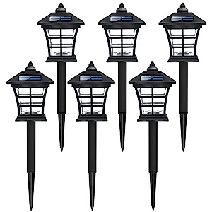 Twinkle Star 6 Pack Solar Pathway Lights Outdoor Solar Garden Lights Solar Powered Landscape Lighting for Yard Patio, Garden, Walkway