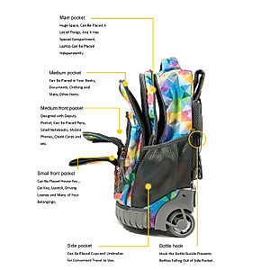 Tilami Rolling Backpack Armor Luggage School Travel Book Laptop 18 Inch Multifunction Wheeled Backpack Students