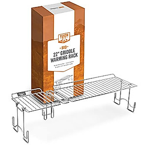 Yukon Glory Griddle Warming Rack, Designed for 22" Blackstone Griddles, One-Step Clip On Attachment, Portable and Collapsible (will not work with hood)