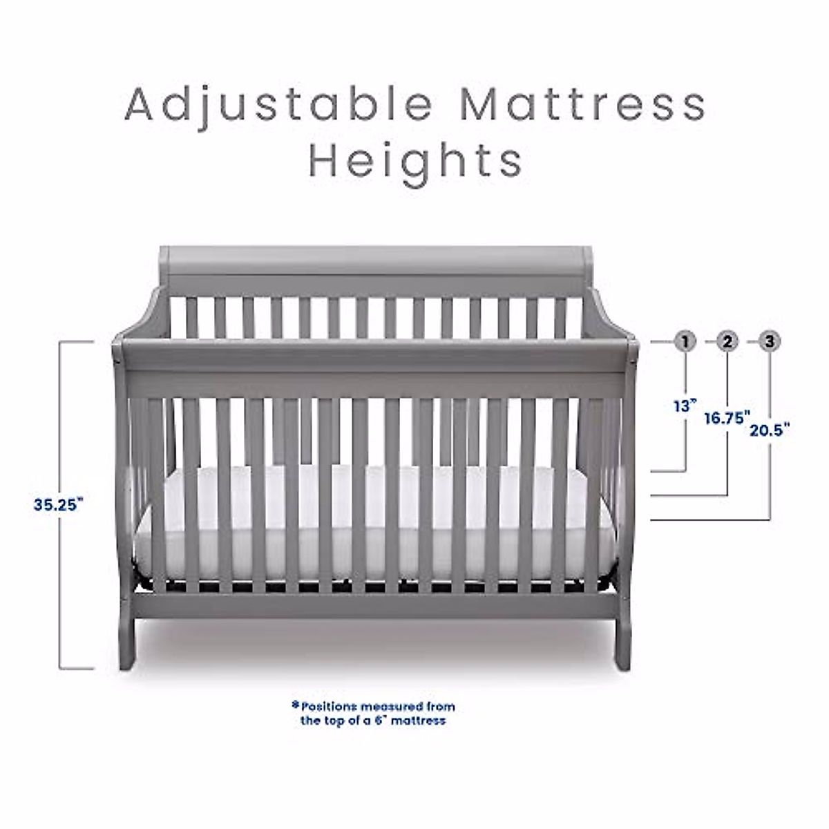 Delta Children Canton 4-in-1 Convertible Crib, Grey + Serta Perfect Slumber Dual Sided Recycled Fiber Core Crib and Toddler Mattress (Bundle)