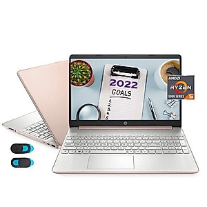2022 HP 15 Business Laptop, 15.6 Full HD 1080P Display, AMD Ryzen 5 5500U HexaCore Processor (Beats Intel i5 1137G7), 8GB DDR4, 256GB SSD, Webcam, USB C, Windows 11, Rose Gold, YSC Accessory