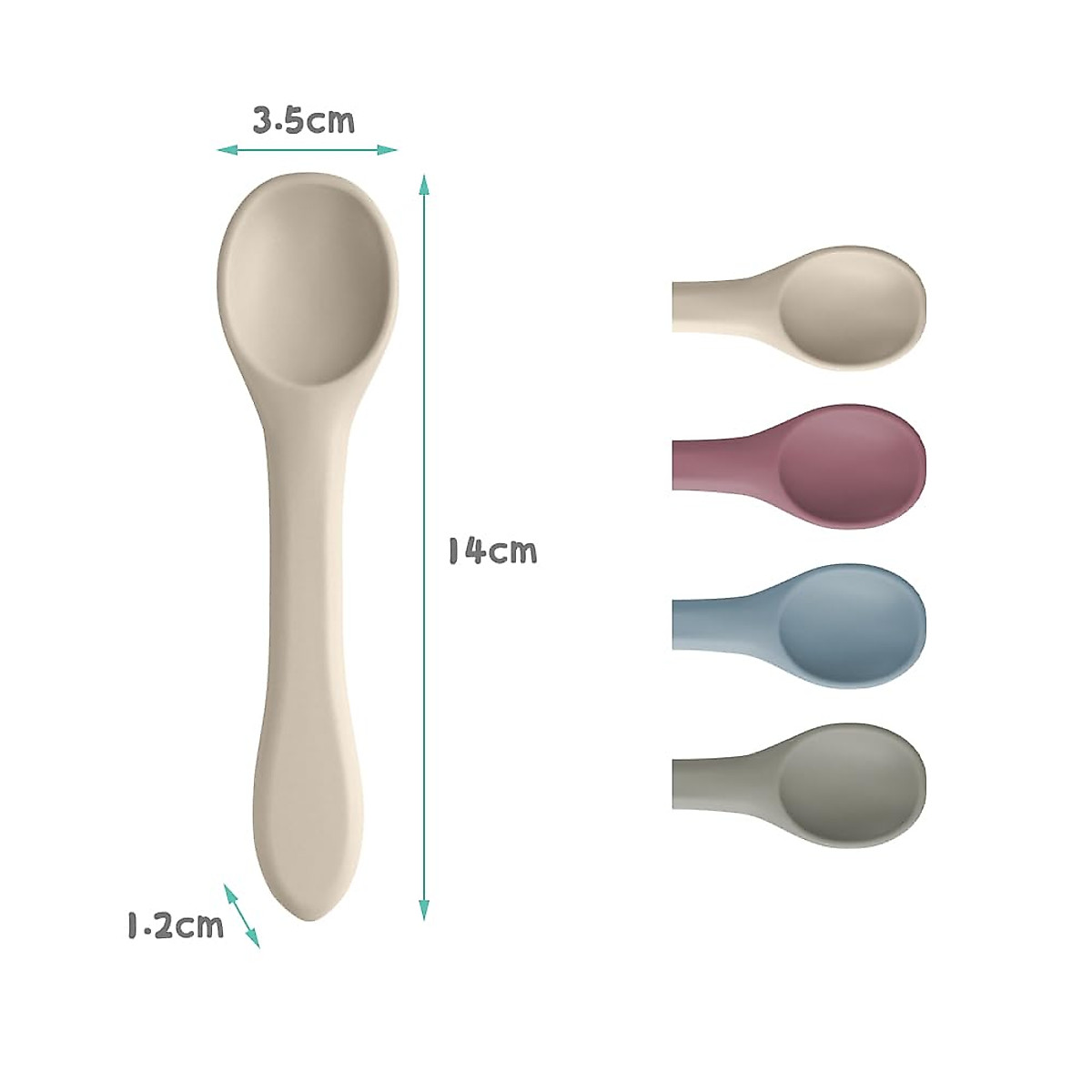 Vicloon Silicone Baby Feeding Spoons, 4 PCS Baby Spoons, First Stage Feeding Spoons for Infants, Silicone Baby Spoons Ultra-Durable & Chewproof, Silicone Feeding Spoons Dishwasher Safe,Baby Utensils