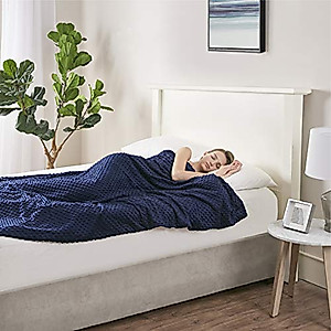 Degrees of Comfort Coolmax Weighted Blanket with Washable Cover Twin Size | 1 x Cozyheat Minky Plush Cover Included, Micro Glass Beads Technology | 48x72 12 lbs Navy