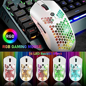 SELORSS ZIYOULANG T60 60% Compact Mechanical Gaming Keyboard RGB Chroma Type C Ergonomic Mini Keyboard UK Layout 12000DPI Gaming Mouse Honeycomb Shell for PC/PS4/PS5/Xbox(Red Switch)