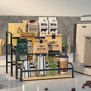 Coffee Syrup Organizer 3-Tier, 12 Bottles Capacity Syrup Rack for Coffee Bar Station, Wine Rack for Countertop, Tiered Spice Racks for Cabinet, Bottle Display Shelf Magnetic one-Step Installation