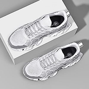 Nuofado Men Sport Trail Running Athletic Blade Sneakers Walking Shoes Tennis Shoes White Size 9.5