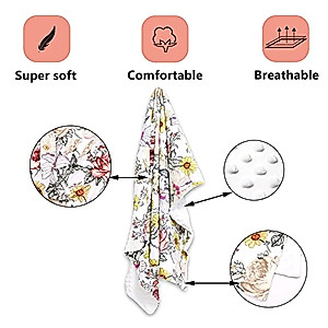 HNHUAMING Floral Baby Blankets, Floral Toddler Blanket for Boys Girls, Dotted Backing, Double Layer, Crib Receiving Blanket, for Nursery/Stroller/Toddler Bed/Carseat, 30 x 40 Inch