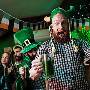 Whaline Ireland Flag Set, 3x5 Foot Large Ireland Irish Flag, 18.7 Feet Irish Banners Bunting Flags and 10 Pieces Small Hand Flag for Ireland National Day, Bars, Party and School Sports Events