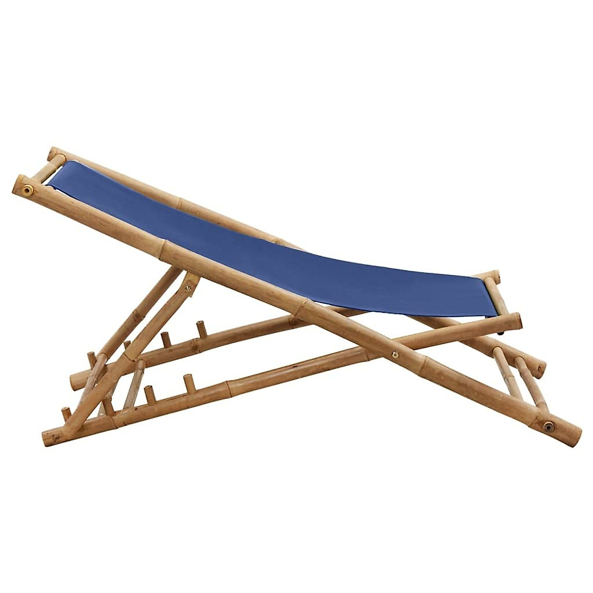 WRJENFSC Deck Chair Conversation Chair Outdoor Lawn Chair Garden Chairs Bamboo and Canvas Navy Blue Suitable for Poolside, Garden, Lawn, Outdoor, Bistro, Patio