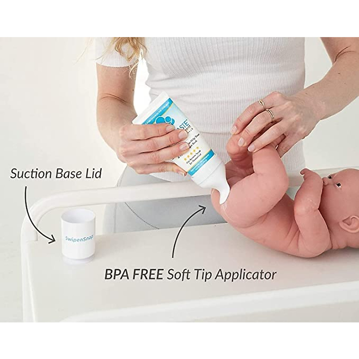 SwipenSnap™ One Hand Cream Applicator “As Seen On Shark Tank” US Utility Patented - Soft Tip Applicator With Suction Based Lid For One Hand Cream Application