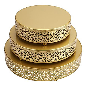 Hedume 3-Piece Cake Stand Set, Round Metal Cake Stands, Dessert Cupcake Pastry Candy Display Plate for Wedding, Event, Birthday Party