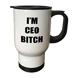 3dRose I'm Ceo Bitch Travel Mug, 14 oz, White