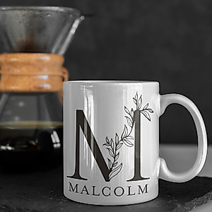 Initial Coffee Mug with Name, 11 Oz / 15 Oz Custom - 9 Colors - Personalized Mugs for Women, Ceramic Coffee Mug Tea Cup for Office and Home Use, Perfect Monogram Gift, Taza Personalizadas