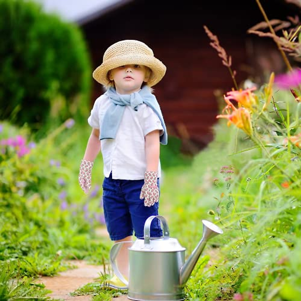 OIZEN Kids Toddlers Gardening Gloves for Age 1-6, 3 Pairs Children PVC Dots Garden Gloves for Yard Work(Small Age 1-2(toddlers))