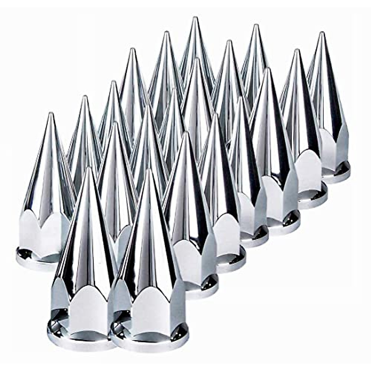 TORQUE 20 pcs of 33mm Chrome Spike Screw-on Lug Nut Covers for Volvo & International & Peterbilt & Kenworth & Mack & Freightliner (Cascadia, Columbia, M2, FLD) Semi Trucks (2 x TR10570)
