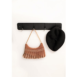 FantasHome Traditional Wall Mounted Hook Rack with 4 Hooks – Black