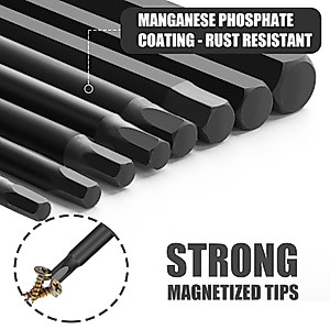 NAUIX 20 Piece Hex Head Allen Wrench Drill Bit Set, 1/4 Inch Hex Shank Metric and SAE S2 Steel Hex Bit Set, Magnetic Tips 3 Inch Long