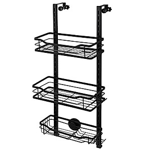 TAILI Hanging Shower Caddy Over The Door Adjustable Hanging Organizer Rack with Hooks, Sturdy Rust Proof Hanging Shower Organizer Shelf Basket Storage Rack, No Drilling
