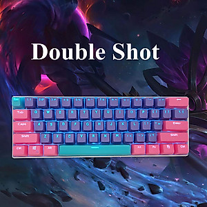WHYSP 61 PBT Keycaps for 60 Percent Keyboard, Backlit Keycap Set for Mechanical Gaming Keyboard OEM Profile Blue Keycaps with Key Puller for Cherry MX Switches (Peach)