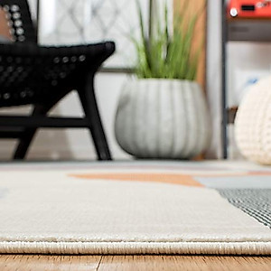 Safavieh Orwell Collection 2' x 3' Ivory/Blue ORW370A Mid-Century Modern Abstract Non-Shedding Area Rug