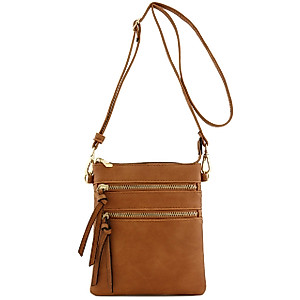 Isabelle Functional Multi Pocket Crossbody Bag (Dark Tan)