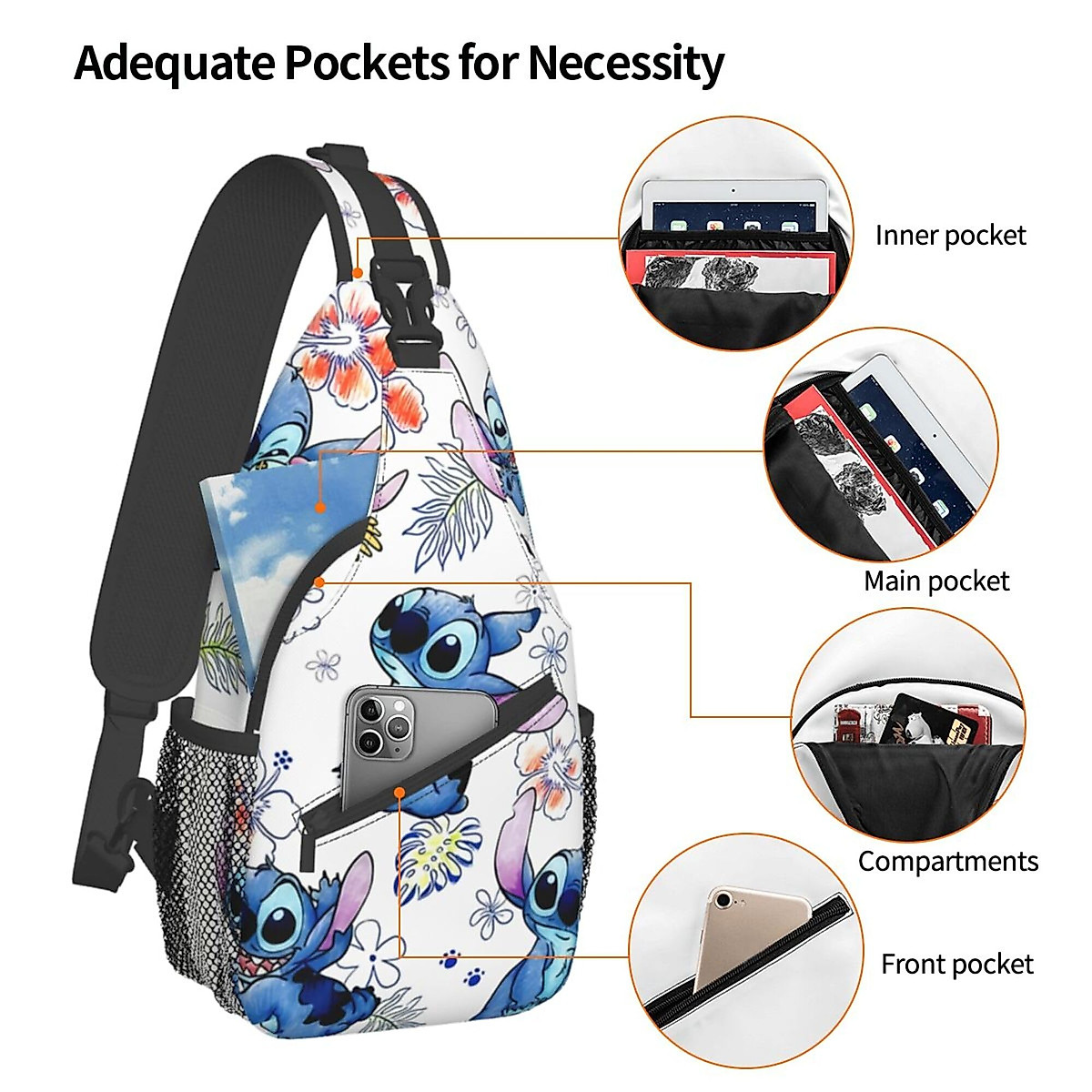 Sling Bag for Women Men Fanny Pack for Teenager Cute Crossbody Bag Mini Purse Backpack For Travel Hiking