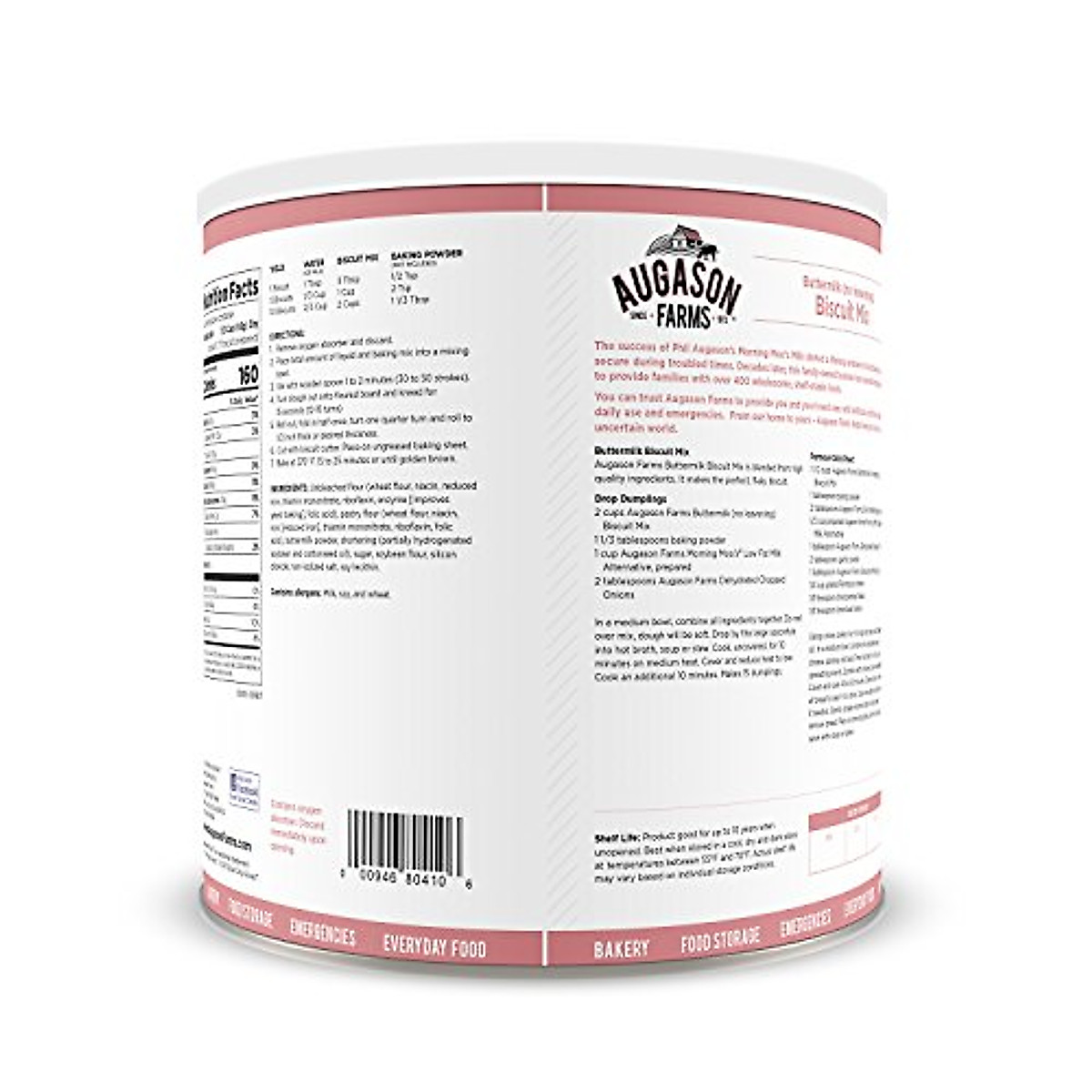 Augason Farms Buttermilk (No Leavening) Biscuit Mix 2 lbs 15 oz No. 10 Can, 5-80410