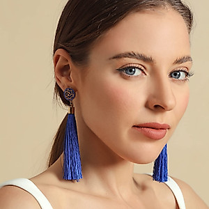 Zealmer Colorful Tassel Earrings For Women Bohemian Long Dangle Drop Statement Earrings Fashion Jewelry For Birthday Christmas Valentines Day Gift