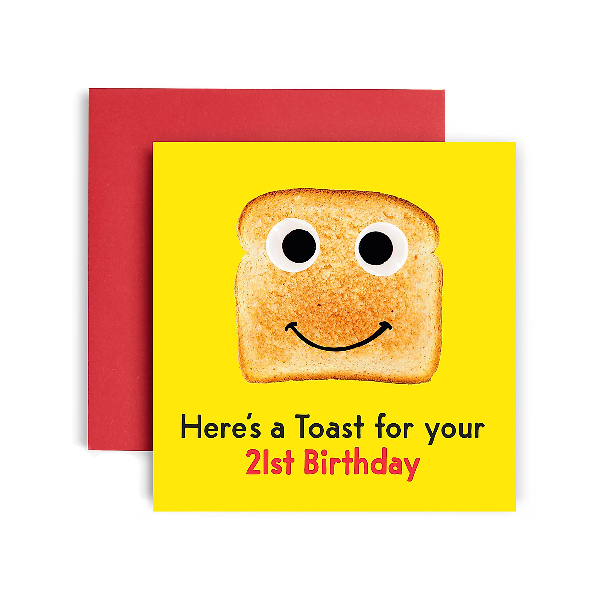 Huxters 21st Birthday Card – Funny Birthday Cards for Women and Men – Here’s a Toast Happy Birthday Card – Paper Birthday Card for Him and Her – Carbon Neutral Toast Birthday Card and Envelope (21st)