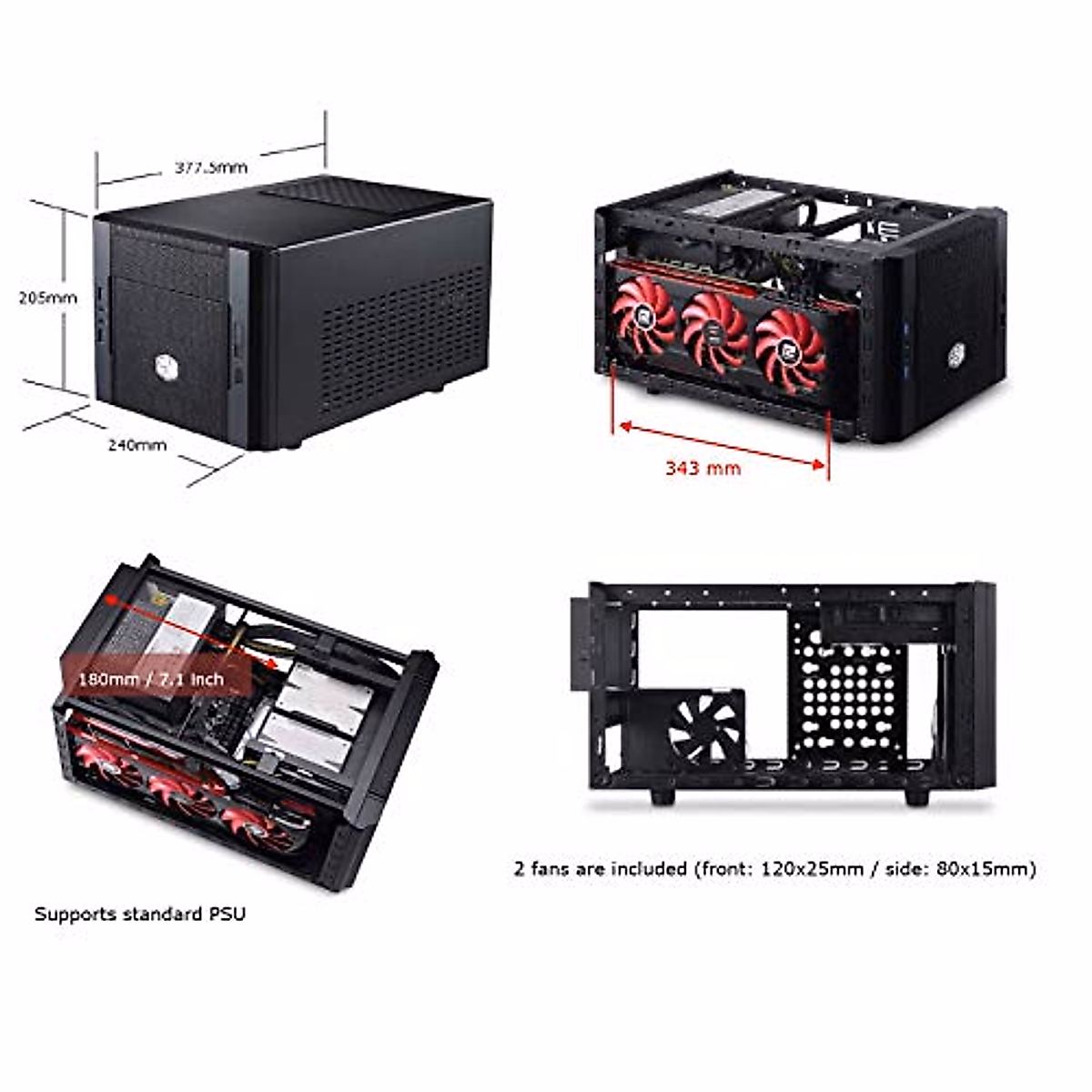 Cooler Master RC-130-KKN1 Elite 130 - Mini-ITX Computer Case with Mesh Front Panel and Water Cooling Support