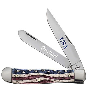Personalized Case Star Spangled Natural Bone Color Wash Trapper with Free Laser Engraving
