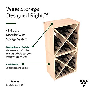 Wine Racks America Living Series Cube Wine Rack - Durable and Modular Wine Storage System, Pine Unstained - Holds 48 Bottles