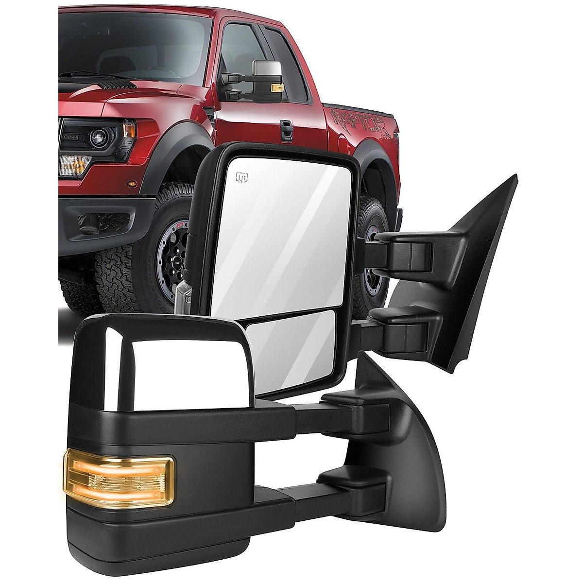ECCPP Rear View Mirrors Towing Mirrors fit for 2004-2014 for Ford for F-150 with Power Heated and Puddle Lights ADP06518701S