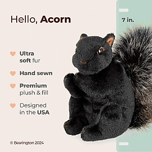 Bearington Acorn Black Plush Squirrel Stuffed Animal