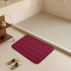 Pink & Red Diamond Glitter Bathroom Rugs, Non Slip & Absorbent Bath Mat Carpets for Bathroom, Entryway or Sink 20" x 32"