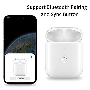 Wireless Charging Case Compatible for AirPods 1/2, Charger Replacement Cases Compatible with AirPods 1/2, Support Bluetooth Pairing and Sync Button(Earbuds Not Included)