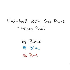 uni-ball 61256 Signo Gel 207 Roller Ball Retractable Gel Pen Blue Ink Micro Fine Dozen