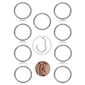 FIBO STEEL 9 Pcs Stainless Steel 16g Cartilage Hoop Earrings for Men Women Nose Hoop Ring Helix Septum Conch Daith Lip Tragus Piercing Jewelry
