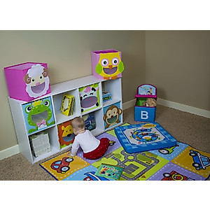 Foldable Storage Bin Containers - Collapsible Cube Bins with see through mouth! - Great Non Plastic Box Cubes for kids, toys, nursery, wall organizer, décor, etc. - Safe, Stain-resistant, fun!