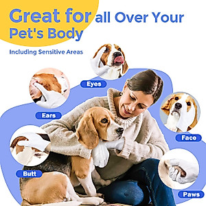 PUPMATE Pet Cleaning Glove Wipes for Dogs & Cats, Hypoallergenic Deodorizing Disposable No-Rinse Grooming Wipes, Extra Thick Bathing Wipes,Perfect for Pet Dry Cleaning,Daily Care and Travel,6 pcs