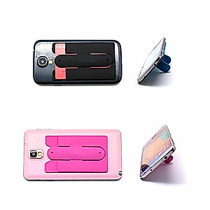 Kinteshun Card Holder with Cell Phone Stand,Stick-on Silicon Rubber Smartphone Sleeve Support Wallet(6pcs)