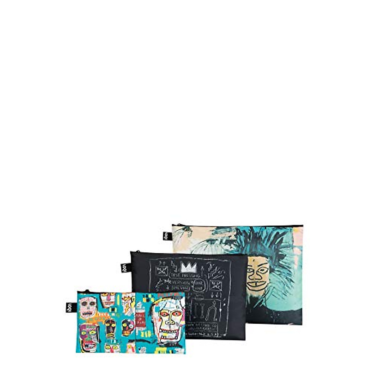 LOQI Museum Zip Pockets, (Set of 3), Jean Michel Basquiat