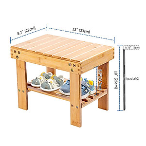 VaeFae Bamboo Small Seat Stool for Kids, Foot Rest Shaving Stool,Storage Shelf, Durable Lightweight and Anti Slip, for Home, Bathroom,Bedside | Nursery School
