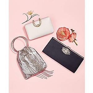 New! Womens INC I.N.C. International Concepts Black Danyele Satin Clutch